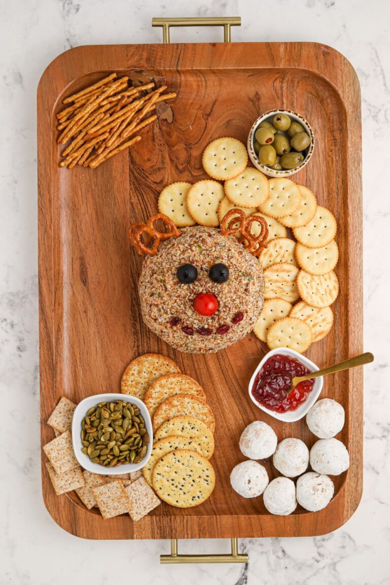 Rudolph Cheeseball and Snack Board - My Incredible Recipes