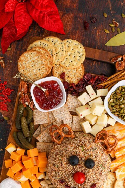 Rudolph Cheeseball and Snack Board - My Incredible Recipes