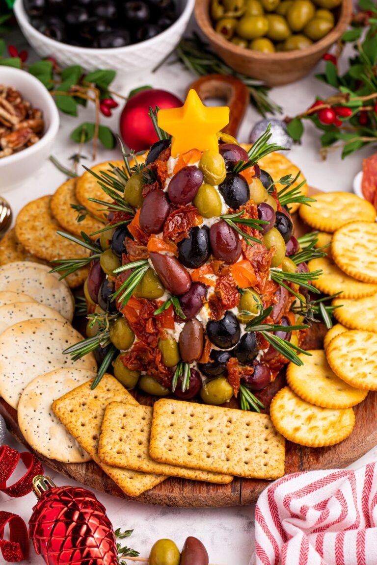 Antipasto Christmas Tree Cheese Ball - My Incredible Recipes
